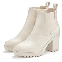 Chelseaboots Vivance, Damen, Gr. 40, beige, Obermaterial: 100% Lederimitat. Futter: 100% Lederimitat. Decksohle: 100% Lederimitat. Laufsohle: 100% Synthetik, unifarben, Schuhe Chelseaboots Stiefelette Ankleboots Schlupfboots, mit Blockabsatz & Stretch-Einsatz, High-Heel-Stiefelette, Ankle Boots