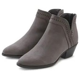 Cowboy Stiefelette Lascana, Damen, Gr. 41, grau, Obermaterial: 100% Textilmaterial. Futter: 100% Textilmaterial. Decksohle: 100% Lederimitat. Laufsohle: 100% Synthetik, unifarben, Casual, Schuhe Stiefelette Ankleboots, Cowboy Boots, Western Stiefelette, Ankleboots mit Ausschnitt VEGAN