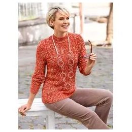 Strickpullover Casual Looks "Pullover", Damen, Gr. 48, rot (rostrot, ecru, meliert), 54% Polyacryl, 46% Baumwolle, meliert, Pullover