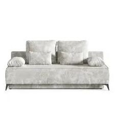 Schlafsofa WERK2 "Indira Samtvelour Boucle Bezug, Breite 206cm, Liegefläche 202/145cm", silber, B:206cm H:97cm T:98cm, 100% Polyester, Sofas, 2-Sitzer Sofa & Schlafcouch mit Bettkasten