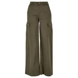 Stoffhose Urban Classics "Urban Classics Damen", Damen, Gr. 31, Normalgrößen, grün (olive), 98% Baumwolle, 2% Elasthan, unifarben, loose fit, Hosen