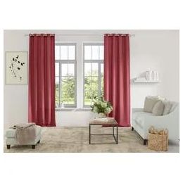 Vorhang my home "Parry" Gr. 2, rot (bordeaux), B:140cm H:175cm, Polyester, Recyceltes Material, Gardinen, 2-er Set, blickdicht, monochrom, basic