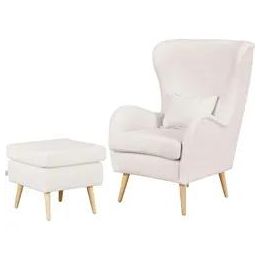 Sessel Home Affaire "Salla auch in Fellimitat und Feincord, viele Bezugsarten, Ohrensessel", beige (natur), H:118cm T:94cm, Samtcord (92% Polyester 8% Polyamid), Struktur (100% Polyester), Struktur Hahnentritt (100% Polyester), Struktur fein (100% Polyester), Samtoptik (100% Polyester), Fellimitat (100% Polyestr), Sessel, Ohrensessel ohne Hocker Ohrensessel Ohrensessel mit Hocker, wahlweise mit od
