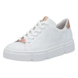 Plateausneaker Rieker, Damen, Gr. 40, weiß, Lederimitat, Sportlich, Schuhe Skaterschuh Sneaker low, mit metallicfarbenen Akzenten, Freizeitschuh, Halbschuh, Schnürschuh