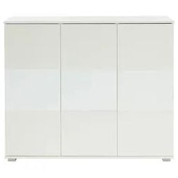 Hochkommode Priess, weiß (weiß, weißglas), B:123cm H:103cm, Sideboards, Türkommode