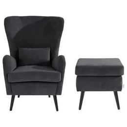 Sessel Home Affaire "Sallito, TV-Sessel, Ohrensessel mit", schwarz, B:76 H:109 T:85, Struktur Hahnentritt (67% Polypropylen, 33% Polyester), Samtoptik (100% Polyester), Fellimitat (100% Polyester), Samtcord (92% Polyester, 8% Polyamid), Struktur (100% Polyester), Struktur fein (100% Polyester), Sessel, Sessel mit Hocker Ohrensessel mit Hocker, Hocker, in vielen Bezugsqualitäten, auch in Samtcord