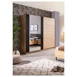 Schwebetürenschrank Inosign "Sardinia, Kleiderschrank mit Spiegel, FSC-zertifiziert", braun (dekor artisan eiche), B:217 T:61, Spanplatte, Schränke, inklusive Inneneinteilung, 217x210x62,5cm, ABS Schutzkanten