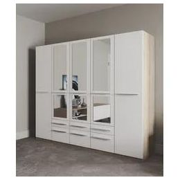 Kleiderschrank Priess "Schrank Garderobe Wäscheschrank Barcelona in 5 Breiten", weiß (struktureichefarben hell, weiß), B:230cm T:54cm, Holzwerkstoff, Schränke, viel Stauraum, geräumige Schubkästen, mit Spiegel, MADE IN GERMANY