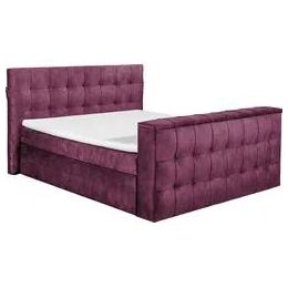Boxspringbett "Richmond", rot (burgund), B:203cm L:243cm, SET ONE BY Musterring, Komplettbetten, Boxspringbett, versenkbarer TV- Halterung mit Fernbedienung