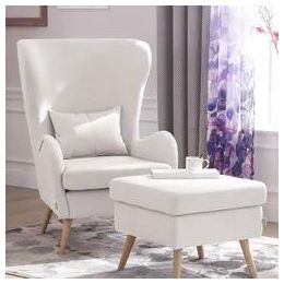 Sessel Home Affaire "Salla auch in Fellimitat und Feincord, viele Bezugsarten, Ohrensessel", beige (creme), B:78cm H:118cm T:94cm, Samtcord (92% Polyester 8% Polyamid), Struktur (100% Polyester), Struktur Hahnentritt (100% Polyester), Struktur fein (100% Polyester), Samtoptik (100% Polyester), Fellimitat (100% Polyestr), Sessel, Ohrensessel ohne Hocker Ohrensessel Ohrensessel mit Hocker, wahlweise