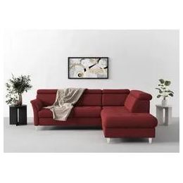 Sit & More Ecksofa SIT & MORE "Marano L-Form", rot (bordeaux), B:252cm T:216cm, 100% Polyester, Sofas, inklusive Kopfteilverstellung, wahlweise mit Bettfunktion, Bettkasten