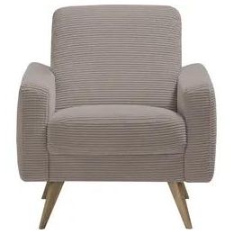 Sessel exxpo - SOFA FASHION "Samso, Loungesessel", braun (cappucino), B:82cm H:87cm T:80cm, 100% PES, Sessel, Einzelsessel, elegant und bequem, aktueller Cord Bezug