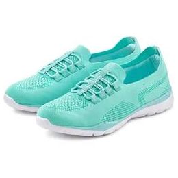 Sneaker Lascana "Slipper, Halbschuh, leichtes Meshmaterial", Damen, Gr. 43, blau (mint), Obermaterial: 100% Textilmaterial. Futter: 100% Textilmaterial. Decksohle: 100% Textilmaterial. Laufsohle: 100% Synthetik, unifarben, Sportlich, Schuhe, zum Reinschlüpfen mit elastischen Schnürbändern VEGAN