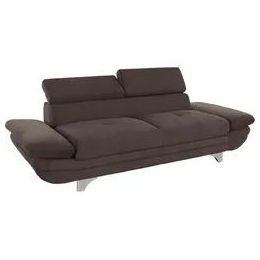 Polstergarnitur COTTA "Enterprise", braun (espresso,), Chenille-Struktur,mit Kopfteilverstellung,mit Armteilverstellung, Sitzmöbel-Sets, Set bestehend aus 2,5-Sitzer mit Arm- & Kopfteilverstellung & Hocker