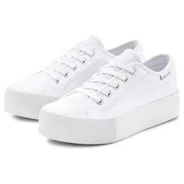 Sneaker Lascana, Damen, Gr. 36, weiß, Obermaterial: 100% Textilmaterial. Futter: 100% Textilmaterial. Decksohle: 100% Textilmaterial. Laufsohle: 100% Synthetik, unifarben, Schuhe Plateausneaker, Schnürhalbschuh, Freizeitschuh aus Textil mit Plateausohle
