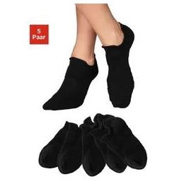 Sneakersocken Lascana ACTIVE, Damen, Gr. 39-42, schwarz (5x schwarz), Baumwolle, Elasthan, Polyamid, unifarben, elastisch, Socken, mit Frottee Details