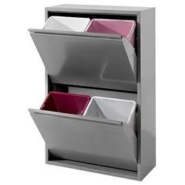 Mülleimer Heine HOME, silber (silberfarben), B:33,5cm H:92cm T:25cm, Mülleimer