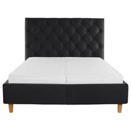 Polsterbett Home Affaire "Sunley 140", grau (anthrazit), B:183cm L:210cm, Struktur (100% Polyester);Samtstoff (100% Polyester), Betten, Kreuzsteppung, Kopfteilhöhe 142 cm, ohne oder mit Matratze/Lattenrost