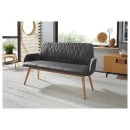 Sitzbank Home Affaire "Brest", schwarz (schwarz, natur), B:160cm H:88cm T:60cm, Sitzbänke, Essbank Sitzbank Polsterbank, Schuhbank, Garderobenbank, Bank Breite 160 cm