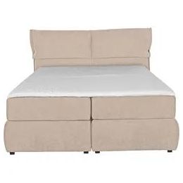 Boxspringbett Andas "Jenson", beige, B:188cm L:225cm, Struktur weich (85% Polyester/15% Nylon), Komplettbetten, Boxspringbett, in 4 Farben, 4 Breiten, 3 Matratzenarten in 2 Härtegraden, Topper