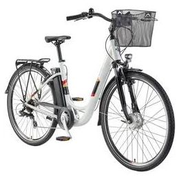 E-Bike Telefunken "Multitalent RC822" Gr. 48, weiß (weiß, schwarz), Elektrofahrräder, 48cm, 28 Zoll (71,12cm), Elektrofahrrad, Damen Herren, 28 Zoll, 36,9 V, 531,3 Wh Akku, Pedelec, Topseller