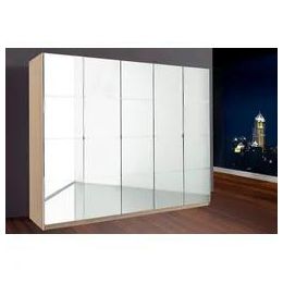 Kleiderschrank Priess "Malaga", braun (struktureichefarben hell), B:231cm T:54cm, Holzwerkstoff, Schränke, mit Spiegelfront