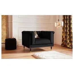 Sessel Home Affaire "Chamby", schwarz, B:100cm H:71cm T:85cm, Luxus-Microfaser Lederoptik (100% Polyester), Scheuertouren: 40.000, Pilling: 4;Samtoptik (100% Polyester), Scheuertouren >100.000, Pilling: 5, Sessel, Lounge-Sessel Einzelsessel, mit Holzrahmen unten und Steppung im Lehnenbereich