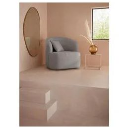 Drehsessel "Dilara Sessel", grau (hellgrau), B:94cm H:89cm T:94cm, Struktur fein 100% Polyester);Samtoptik (100% Polyester);Bouclé (100% Polyester), LeGer Home by Lena Gercke, Sessel, gerundete Rückenlehne und Front, in 3 Bezugsqualitäten