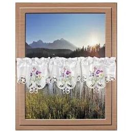 Querbehang "Blumensee" Gr. 2, bunt (grün, lila, weiß), B:120cm H:30cm, Ausbrenner, Polyester, HOSSNER - ART OF HOME DECO, Gardinen, m. Cut-Outs