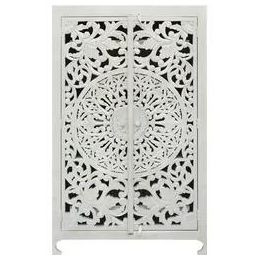 Stauraumschrank Home Affaire "Kenmare", beige (naturfarben), B:100cm H:166cm T:40cm, Massivholz, Schränke, Mangoholz, dekorative Schnitzereien, Breite 100 cm