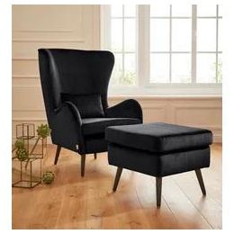 Sessel Home Affaire "Salla auch in Fellimitat und Feincord, viele Bezugsarten, Ohrensessel", schwarz, H:118cm T:94cm, Samtcord (92% Polyester 8% Polyamid);Struktur (100% Polyester);Struktur Hahnentritt (100% Polyester);Struktur fein (100% Polyester);Samtoptik (100% Polyester);Fellimitat (100% Polyestr), Sessel, Ohrensessel ohne Hocker Ohrensessel Ohrensessel mit Hocker, wahlweise mit oder ohne Hoc