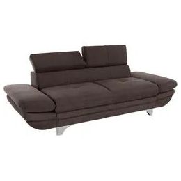 Polstergarnitur COTTA "Enterprise", braun (espresso,), B:214cm, Sitzmöbel-Sets, Set bestehend aus: 2-Sitzer mit Kopfteilverstellung & Hocker