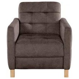 Sessel exxpo - SOFA FASHION "Elio, Loungesessel, aufwendige Detailverarbeitung, bequem und modern", braun (chocco), B:76cm T:90cm, Luxus-Kunstleder;NaturLEDER (echtes Rindsleder) in Sitz und Rücken. Korpus in passendem Kunstleder SOFTLUX bezogen, Sessel, Einzelsessel, hoher Sitzkomfort für entspannende Momente