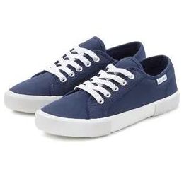 Sneaker Lascana, Damen, Gr. 36, blau (marine), Obermaterial: 100% Textilmaterial. Futter: 100% Textilmaterial. Decksohle: 100% Textilmaterial. Laufsohle: 100% Synthetik, unifarben, Schuhe Skaterschuh Canvassneaker Sneaker low, aus Textil, Schnürhalbschuh, Freizeitschuh