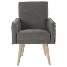Sessel exxpo - SOFA FASHION "Lungo, Loungesessel mit moderner Kedernaht, bequem und elegant", grau (grau melange), B:64cm H:89cm T:67cm, Sessel, Einzelsessel, Breite 64 cm, hoher Holzfuß