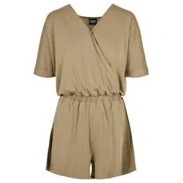 Jumpsuit Urban Classics "Urban Classics Damen Ladies Short Modal Jumpsuit", Damen, Gr. XL, grün (khaki), 77% Modal, 23% Polyester, unifarben, loose fit, Overalls