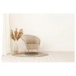 Sessel Kayoom "Poola 100, gemütlicher Cocktail-Sessel, edler Samtbezug", beige (creme), B:76cm H:78cm T:67cm, Bezug: 100% Polyester (Samt) / Korpus: Sperrholz/ Gestell: Eisen, Sessel, Polstersessel Einzelsessel, samtweich, gesteppt, gemütlich, tiefe Sitzhöhe von 79cm