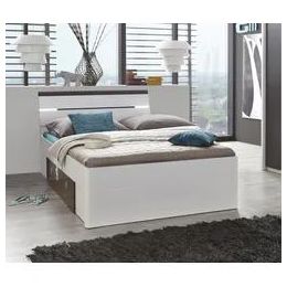 Stauraumbett Schlafkontor "Mars", weiß (weiß, lavafarben), B:146cm H:97cm L:216cm, Betten, inklusive 2 Schubkästen und LED-Beleuchtung