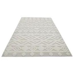 Teppich "Askja" Gr. 1, beige (creme), B:60cm H:18mm L:90cm, Kunstfaser, LeGer Home by Lena Gercke, Teppiche, mit Woll-Look, Hoch-Tief Effekt, Teppich im Boho Stil