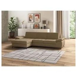 Ecksofa DOMO collection "Capelo, komfortabel, klare Linien zeichnen dieses Design aus, L-Form", beige, B:297cm T:160cm, 100% Polyester, Sofas, mit Armteilverstellung, wahlweise mit Bettfunktion, Federkern