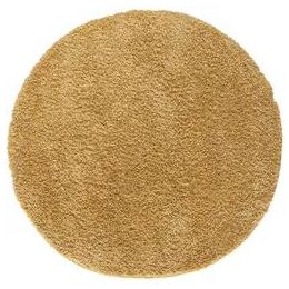 Hochflor-Teppich "My Shaggy", gold (goldgelb), B:150 Ø:150cm, Polypropylen (PP), MyFlair MÖBEL & ACCESSOIRES, Teppiche, Shaggy, Uni Farben, leicht glänzend, Microfaser, extra flauschig