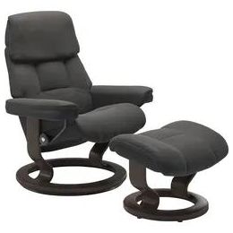 Relaxsessel stressless "Ruby", grau (rock paloma), B:88cm H:99cm T:77cm, Leder BATICK: BATICK ist ein leicht korrigiertes, durchgefärbtes und genarbtes Möbelleder, bei dem die meisten Unebenheiten und Spuren in der Regel entfernt wurden.;Leder PALOMA: PALOMA ist ein durchgefärbtes Semianilin-Möbelleder mit natürlicher Narbung., Sessel, mit Classic Base, Größe L, Gestell Eiche, Wenge, Braun & Schwa