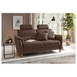 2,5-Sitzer Home Affaire "Palmera, B: 179 cm", braun (dunkelbraun), B:179cm H:89cm T:89cm, 100% Polyester;Struktur (100% Polyester);Luxus-Microfaser in Lederoptik (100% Polyester), Sofas, Federkern-Polsterung, Steckvorrichtung für 2 Kopfstützen (optional)