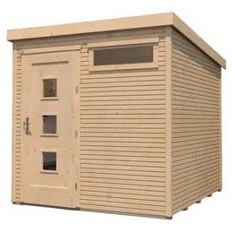 Gartenhaus Weka "Komfort Gr.1", beige (naturbelassen), Fußboden im Gartenhaus, ohne Dacheindeckung, Holzwerkstoff, Gartenhäuser
