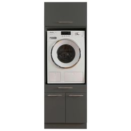 Waschmaschinenschrank Laundreezy, Anthrazit, Metall, 67.5x200x67.5 cm, individuell planbar, Typenauswahl, Waschk&uuml;che, Waschmaschinenschrank