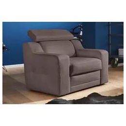Sessel exxpo - SOFA FASHION "Lotos, Loungesessel", braun (schoko), B:95cm H:92cm T:98cm, Sessel, Funktionssessel Polstersessel, mit Kopf- bzw. Rückenteilverstellung