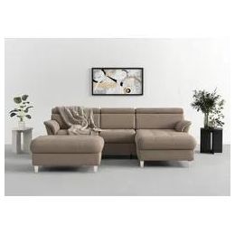 Sit & More Ecksofa SIT & MORE "Marano L-Form", grau (taupe), B:257cm T:166cm, 98% Polyester, 2% Polyamid, Sofas, inklusive Kopfteilverstellung, wahlweise mit Bettfunktion, Bettkasten
