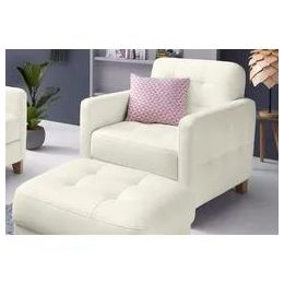 Sessel exxpo - SOFA FASHION "Elio, Loungesessel, aufwendige Detailverarbeitung, bequem und modern", weiß (alpine weiß), B:76cm H:84cm T:90cm, Luxus-Kunstleder;NaturLEDER (echtes Rindsleder) in Sitz und Rücken. Korpus in passendem Kunstleder SOFTLUX bezogen, Sessel, Einzelsessel, hoher Sitzkomfort für entspannende Momente
