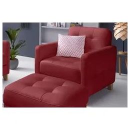 Sessel exxpo - SOFA FASHION "Elio, Loungesessel, aufwendige Detailverarbeitung, bequem und modern", rot (bordeaux), B:76cm H:84cm T:90cm, Luxus-Kunstleder;NaturLEDER (echtes Rindsleder) in Sitz und Rücken. Korpus in passendem Kunstleder SOFTLUX bezogen, Sessel, Einzelsessel, hoher Sitzkomfort für entspannende Momente