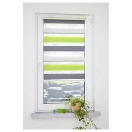 Doppelrollo Liedeco "dreifarbig" Gr. 1, grün (grün, grau, weiß), B:45cm H:160cm, Polyester, Rollos